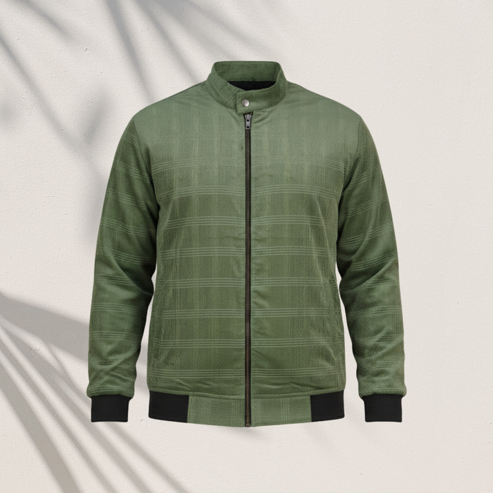 Olive Green Fine Check Bomber Jacket – Mount Blue